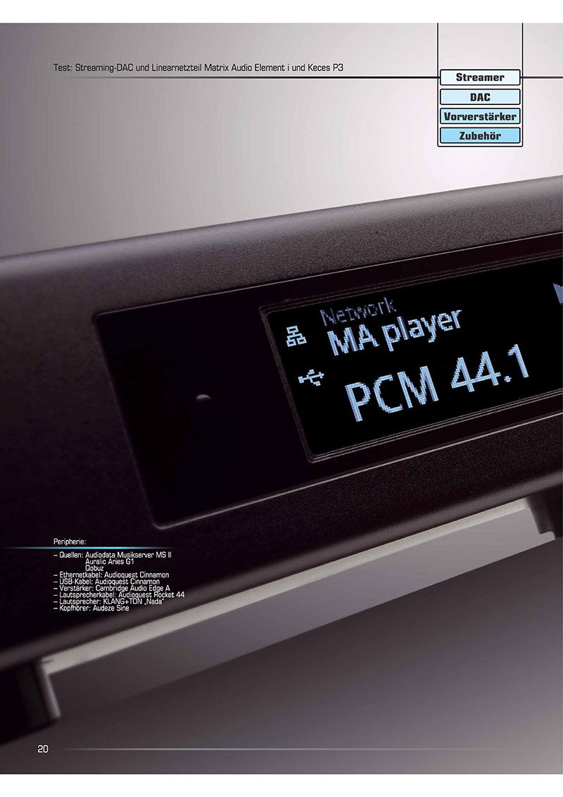 Review of Streaming-DAC Matrix Audio Element i